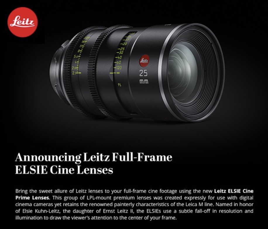 The new Leitz Elsie full-frame cine prime lenses are now available ...