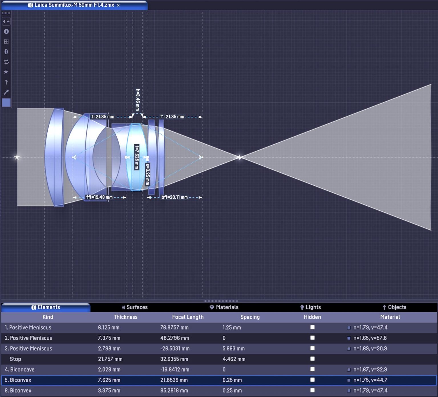 This new OpticExplorer lens simulator / database has the details on 50 ...