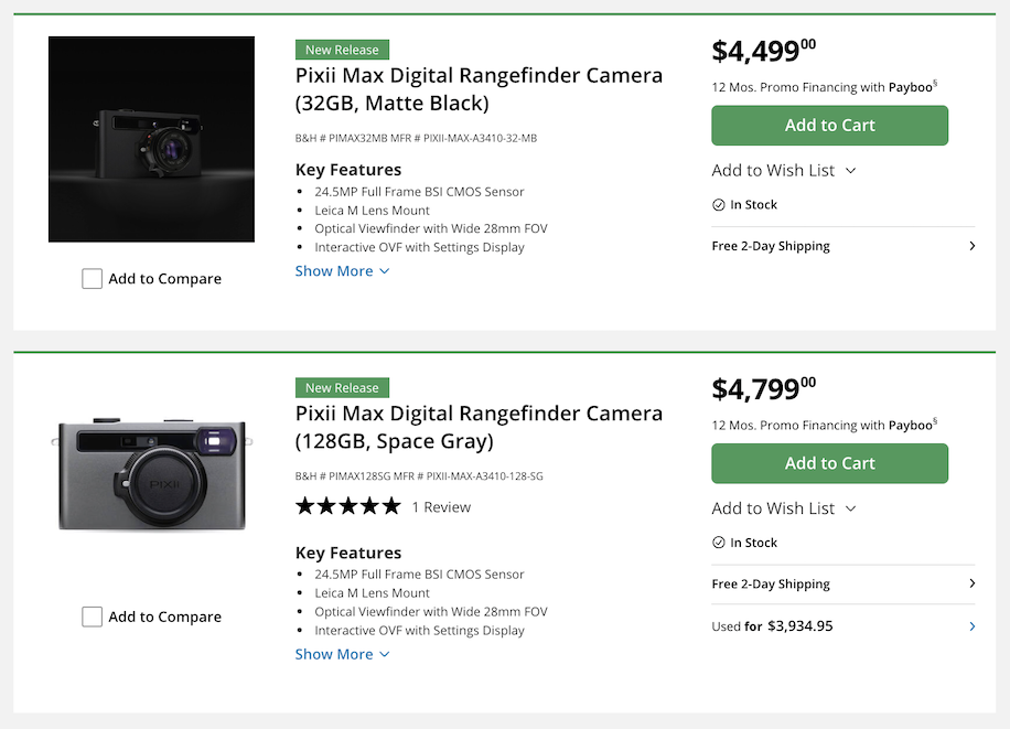 Some of the new Pixii Max full-frame digital rangefinder cameras with ...