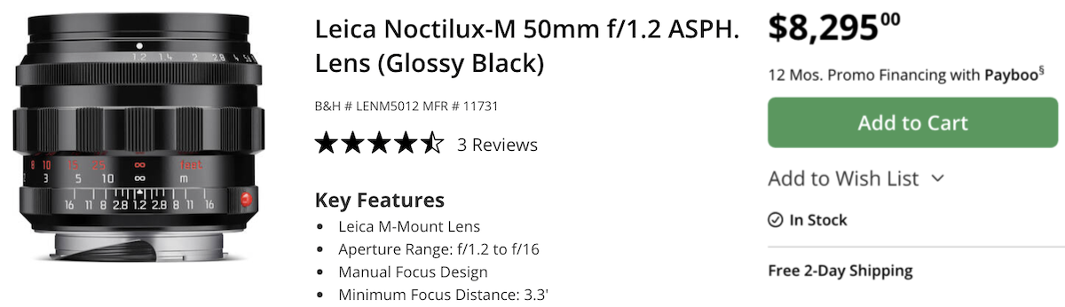 Now in stock: Leica Noctilux M 50mm f/1.2 Heritage edition lens (glossy black paint finish ...