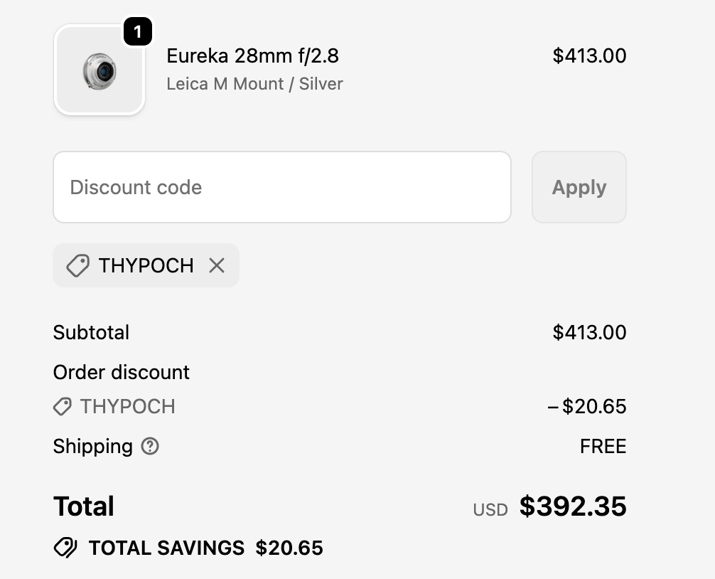 You can get the new Thypoch Eureka 28mm f/2.8 lens for Leica M-mount ...