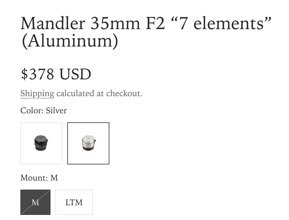 Update: the Mandler 35mm f/2 “Seven Elements” lens for M-mount is sold ...